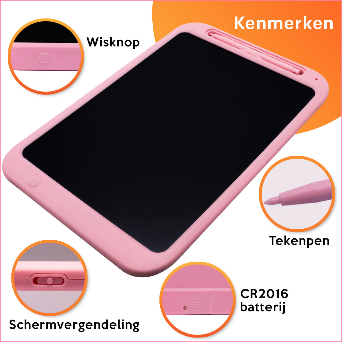 LCD Tekentablet Kinderen | Roze, 12 inch, kleurenscherm | Bekijk snel ...